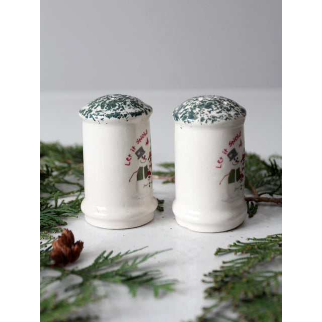 Vintage Let It Snow Christmas Salt & Pepper Shakers | Chairish