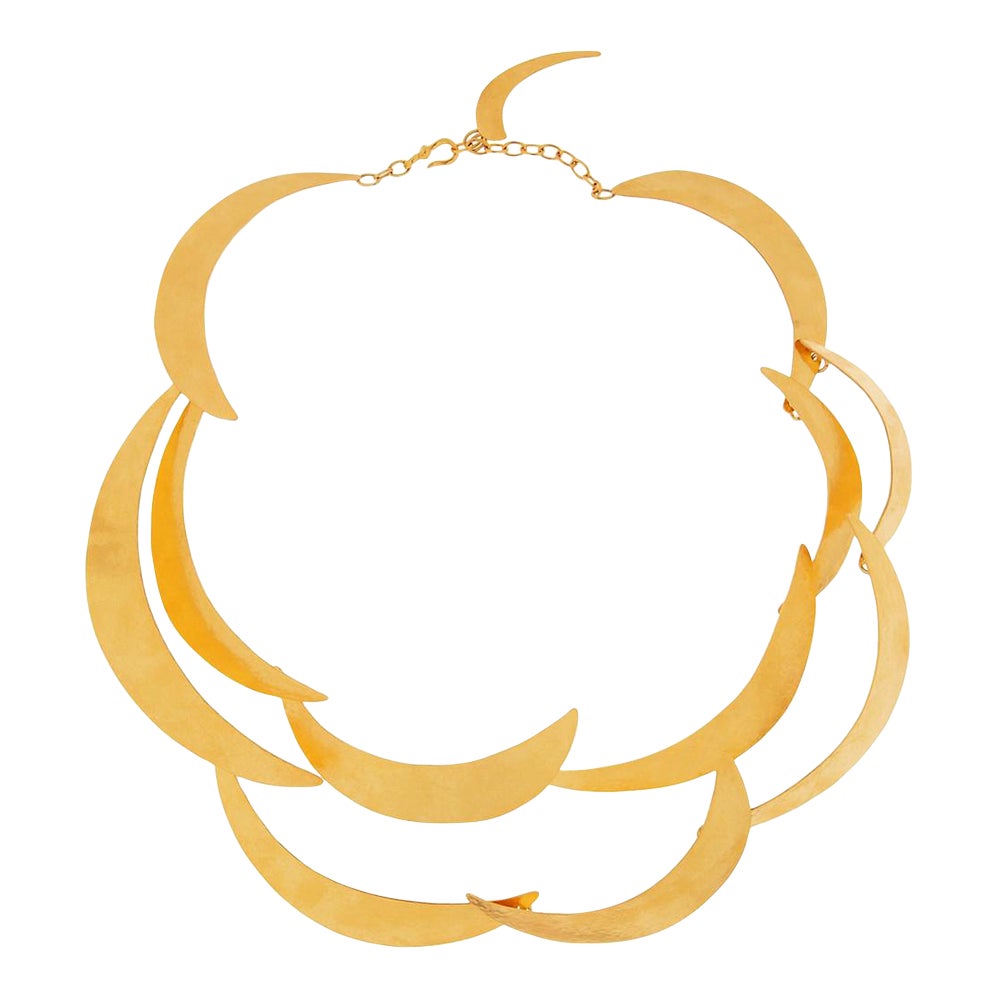 1990s Herve Van Der Straeten Choker Collar Necklace Scalloped Edges 24k ...