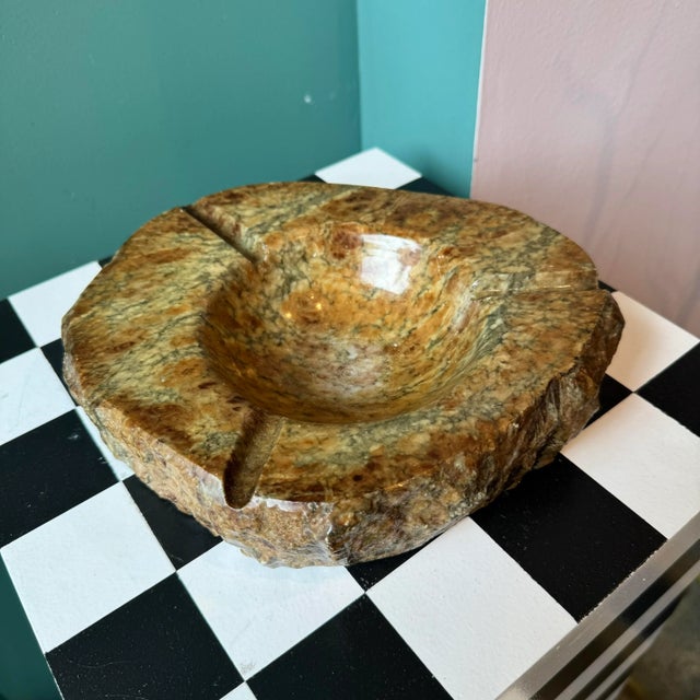 Vintage Alabaster Stone Slab Ashtray | Chairish