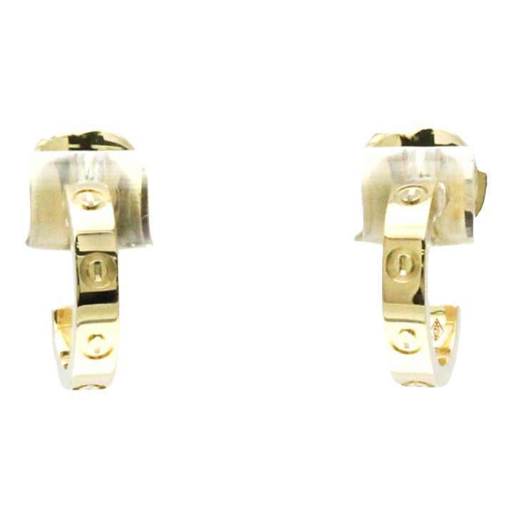 Cartier Mini Love Earrings No Stone Yellow Gold [18K] Half Hoop Earrings Gold - 2 Pieces | Chairish