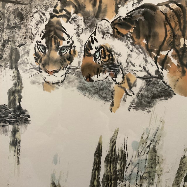 Vintage Original Chinese Ink Painting "Siberian Tiger" by Listed Artist ...