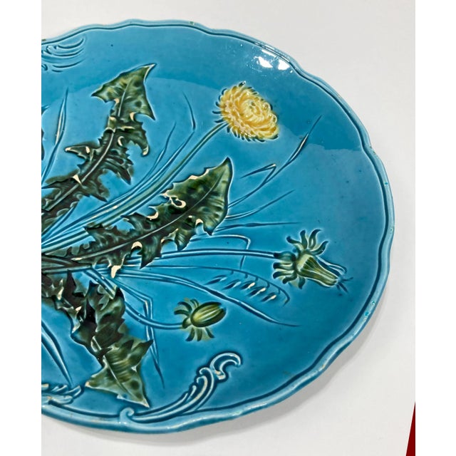 Vintage Majolica Style G. S. Zell Baden Dandelion Plate | Chairish