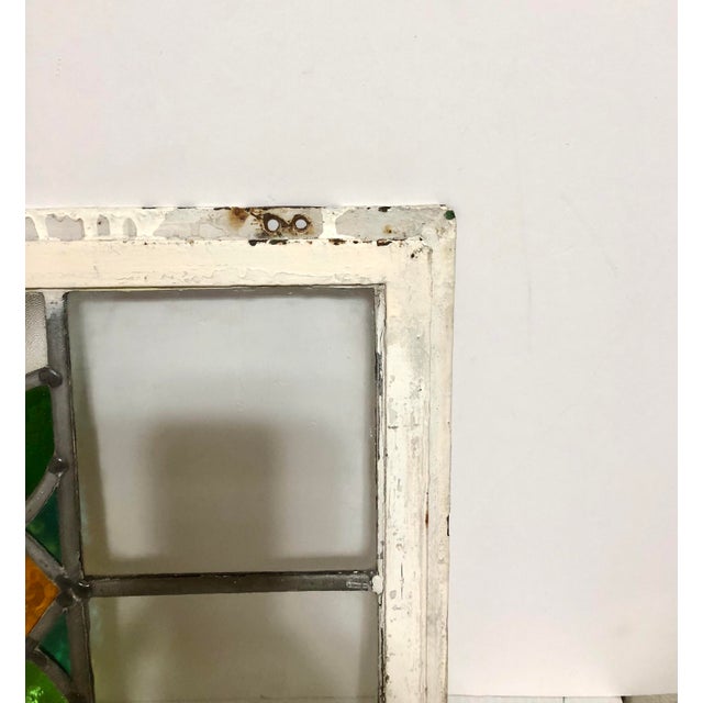 Vintage Leaded Stained Glass Window in Metal Frame | Chairish