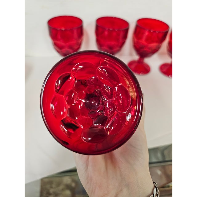 Mid Century Modern Viking Glass Ruby Red Goblets, Attributed - Set of ...