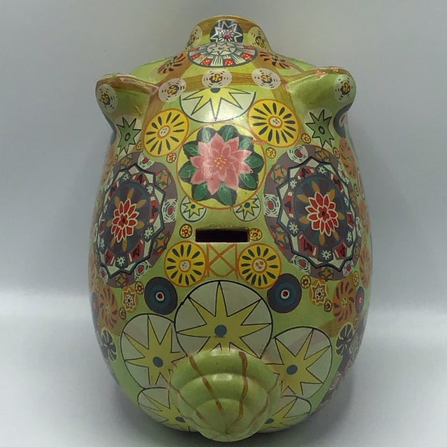 Hand Painted Mexican Folk Art Pottery Piggy Coin Bank | Chairish