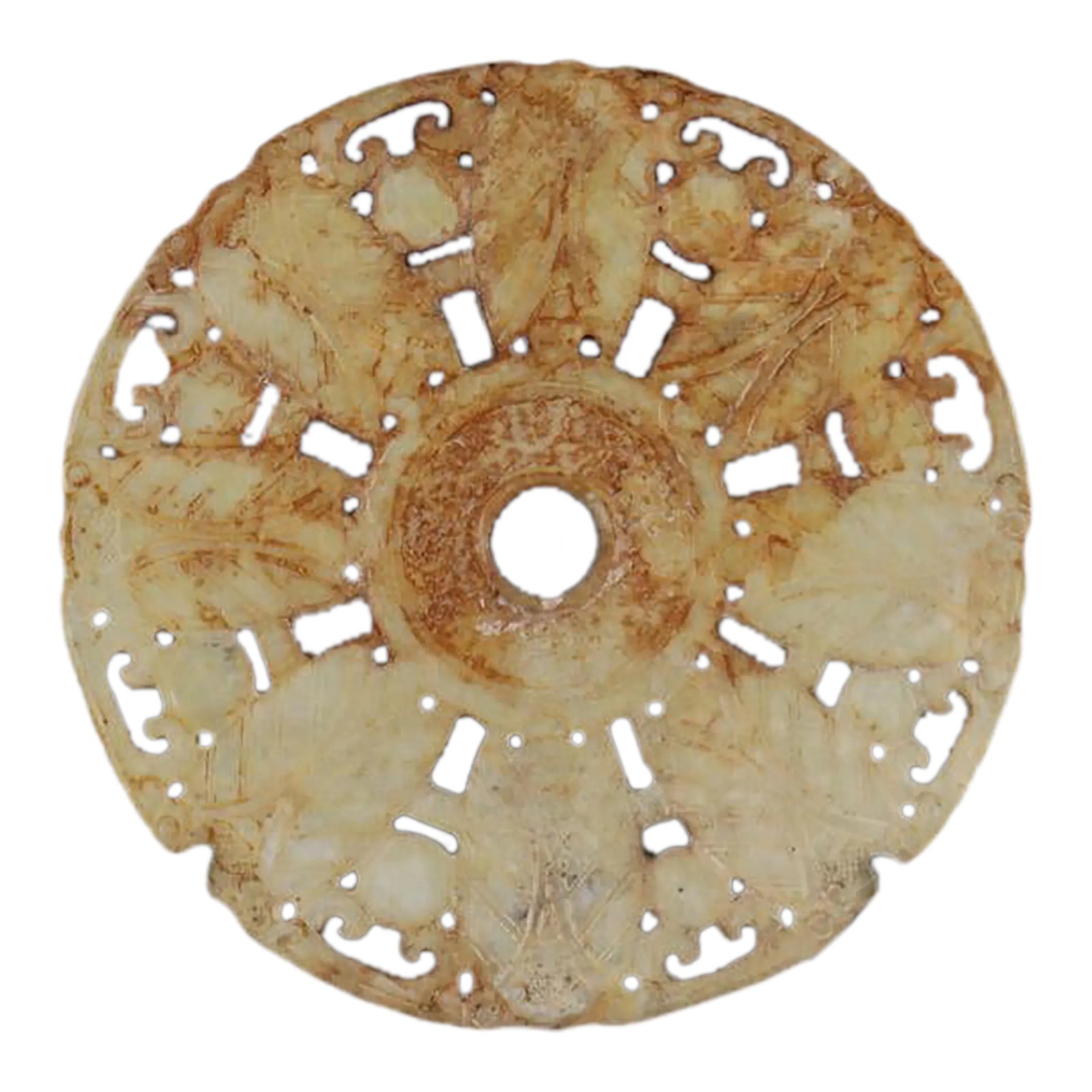 Early 20th Century Chinese Jade Plate Hand Hollow Carved Cicada Pattern ...