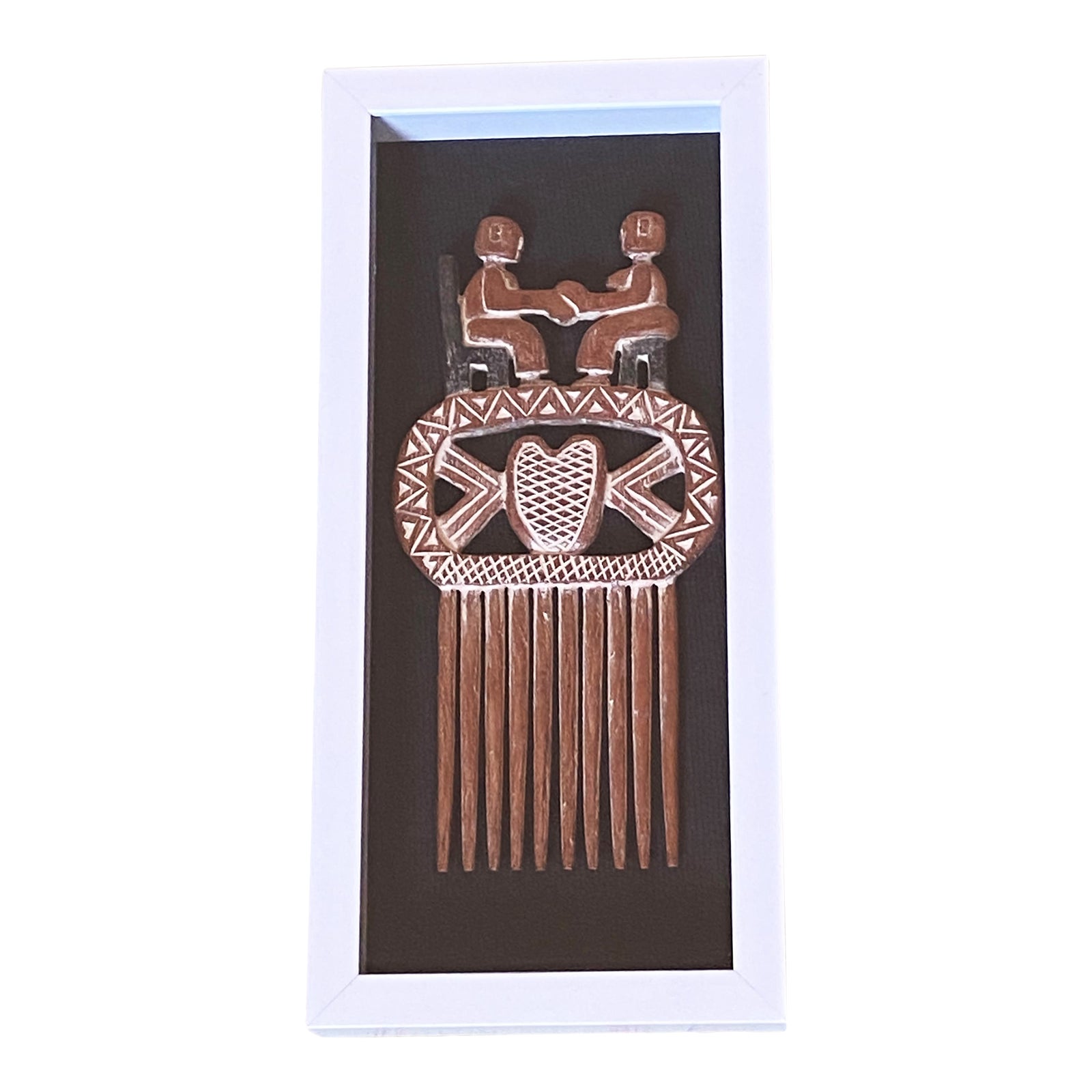 Vintage African Ashanti Ghana Marriage Comb 15" H Framed | Chairish