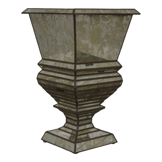 Italian Design Mirrored Jardinier Planter | Chairish