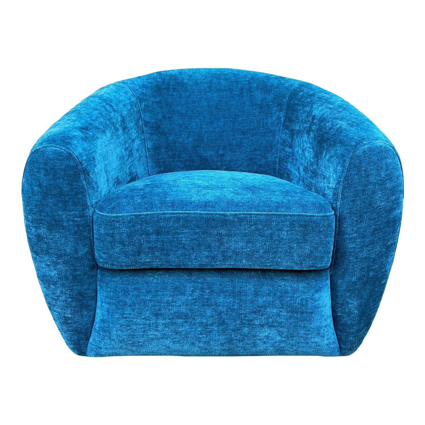 Ocean Blue Butter Swivel Chair | Chairish