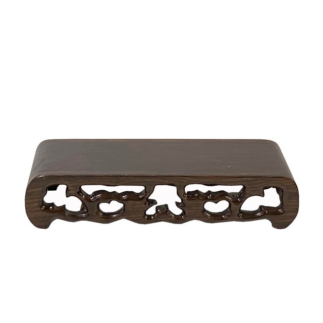 8" Oriental Brown Wood Scroll Rectangular Table Top Stand Display Easel ...