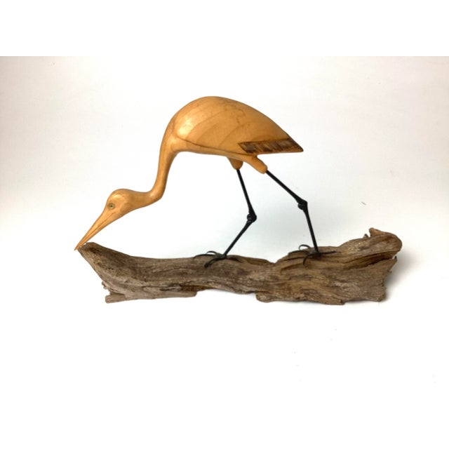 Vintage Joe Cella 1984 Hand Carved Wood Shore Bird | Chairish
