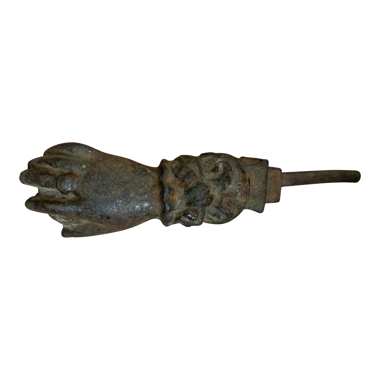 Antique French Victorian Cast Iron Hand Knocker | Chairish