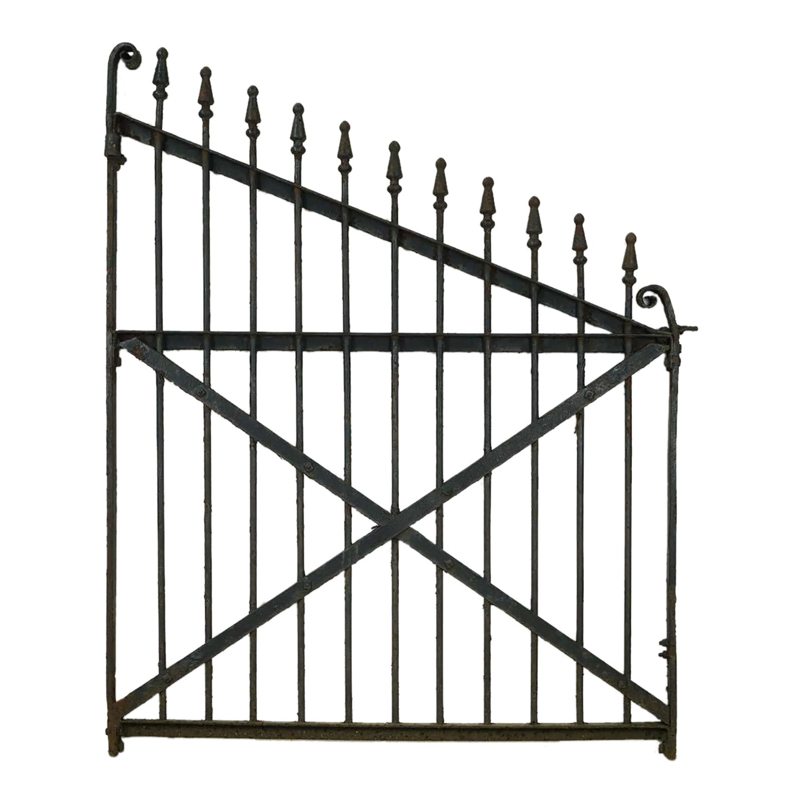 Mid 20th Century Reclaimed Slanted Wrought Iron Gate | Chairish
