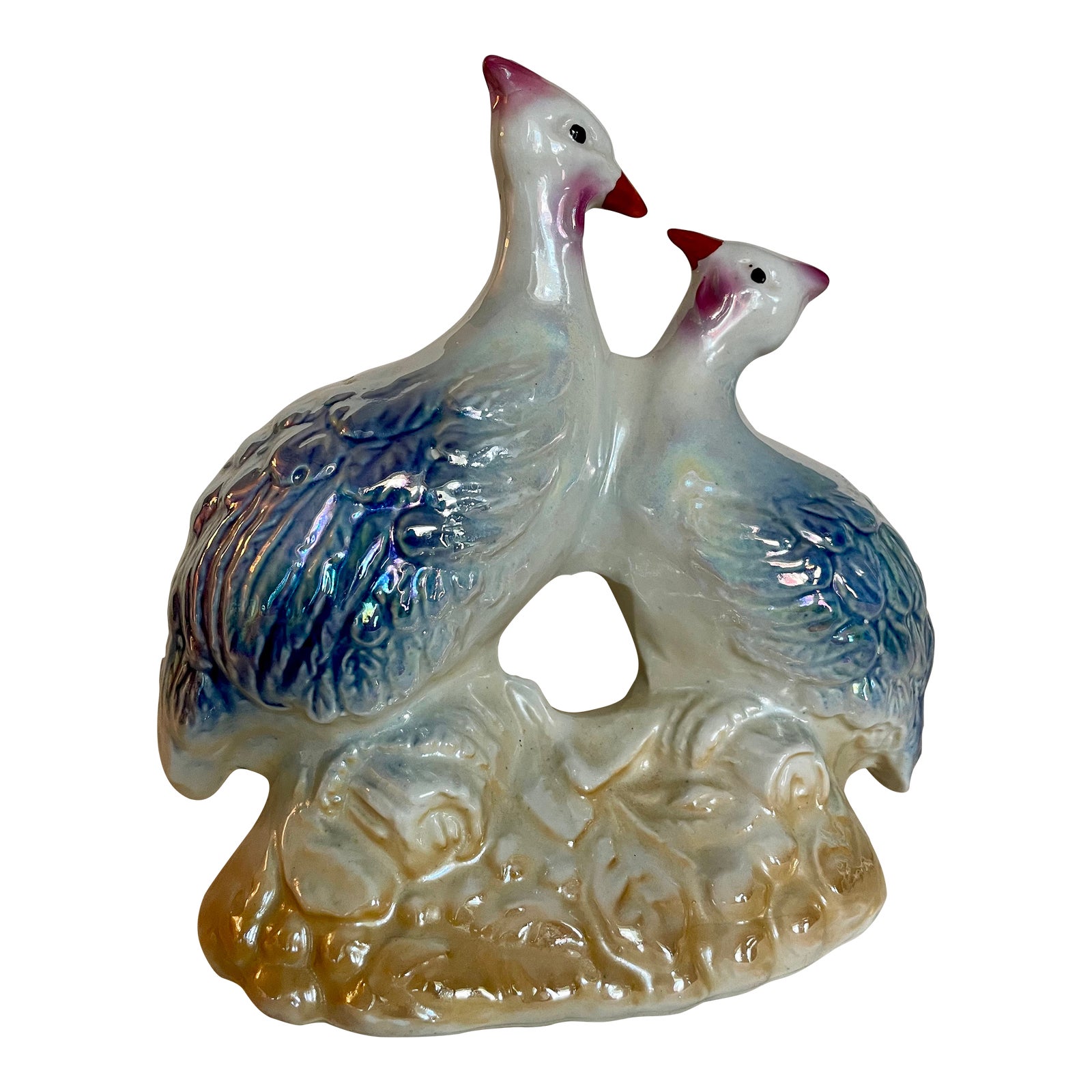 Mid 20th Century Lusterware Quail Statue | Chairish