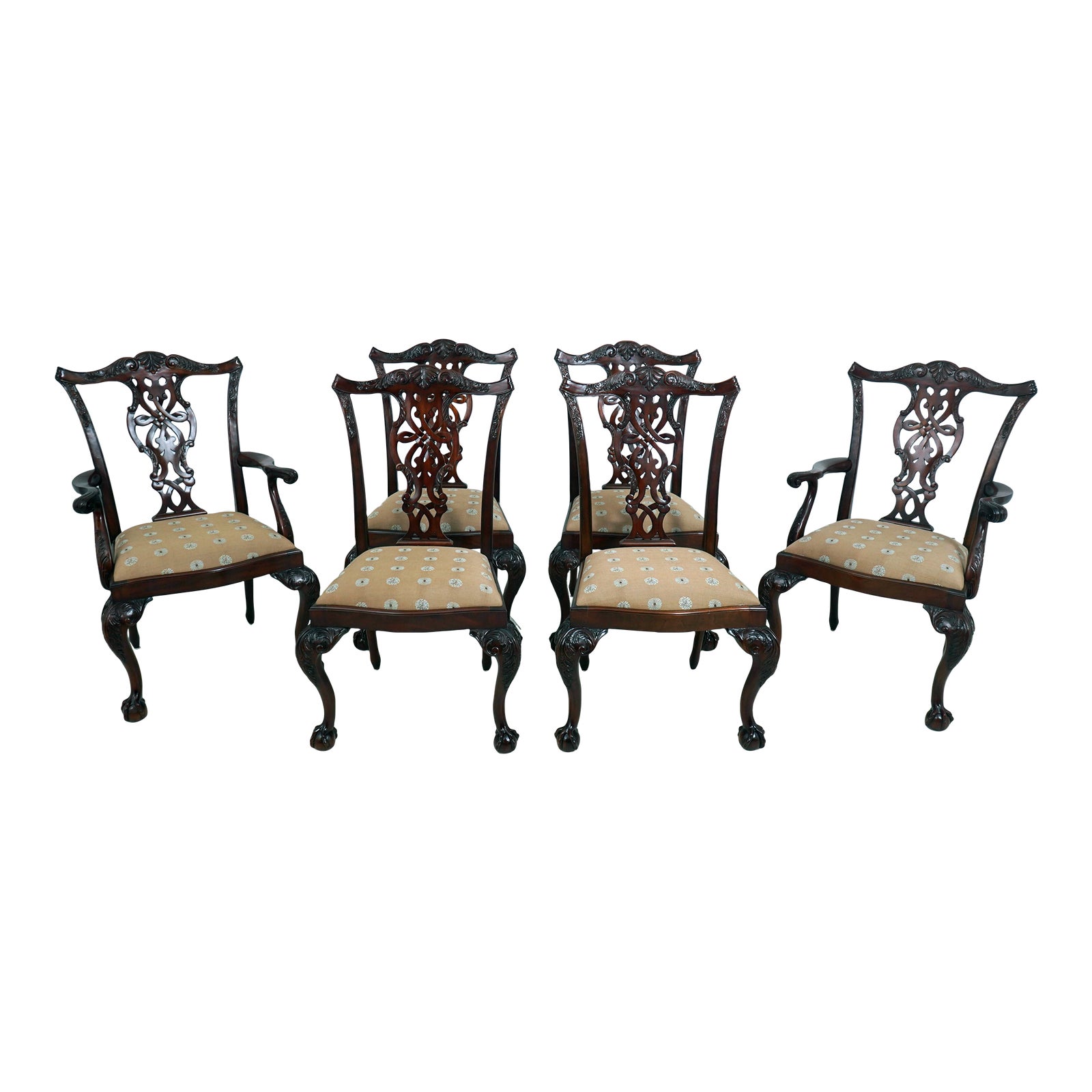 Set of 6 Maitland Smith Clawfoot Mahogany Dining Room Chairs | Chairish