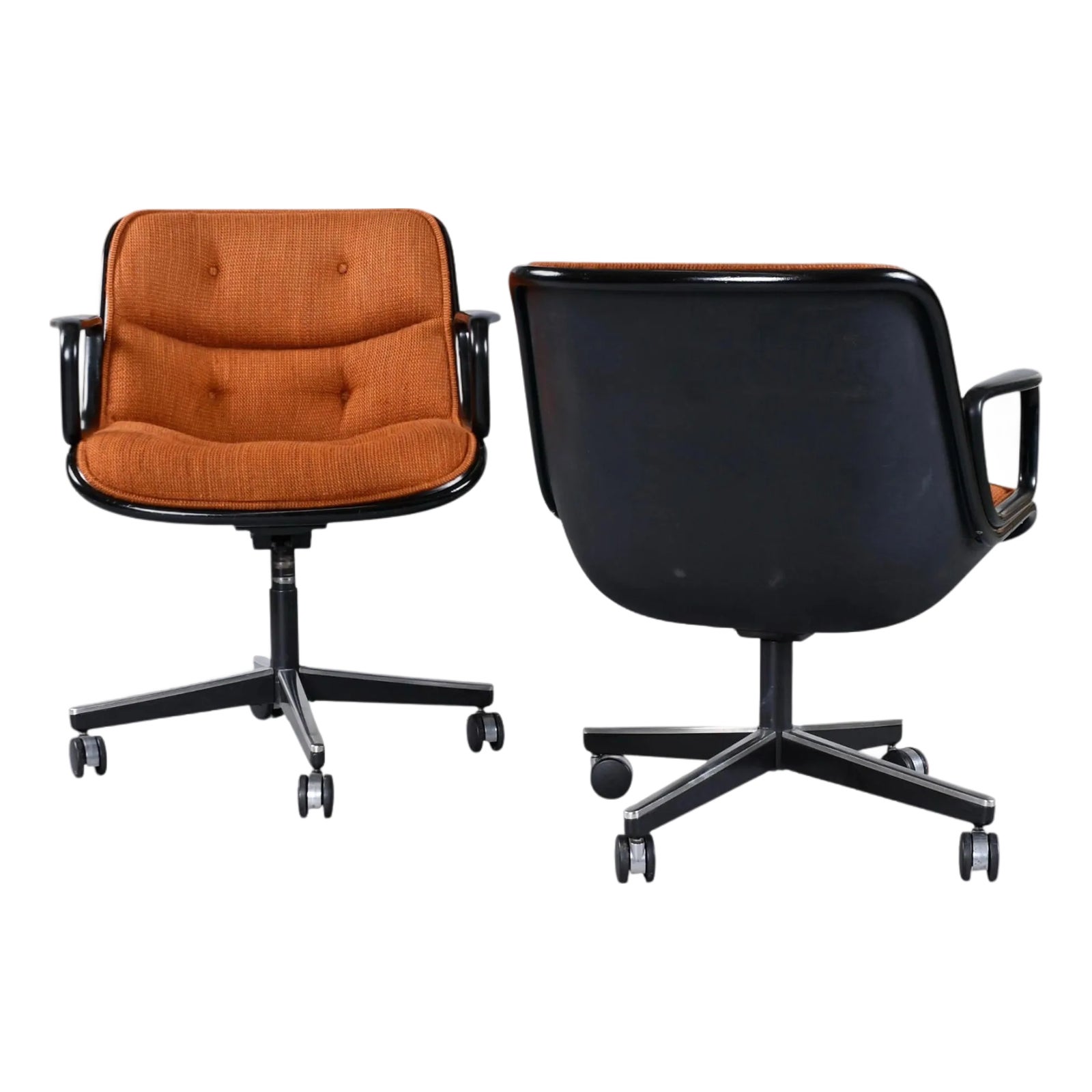 Pair of 1970s Charles Pollack for Knoll Burnt Orange Executive Chairs ...