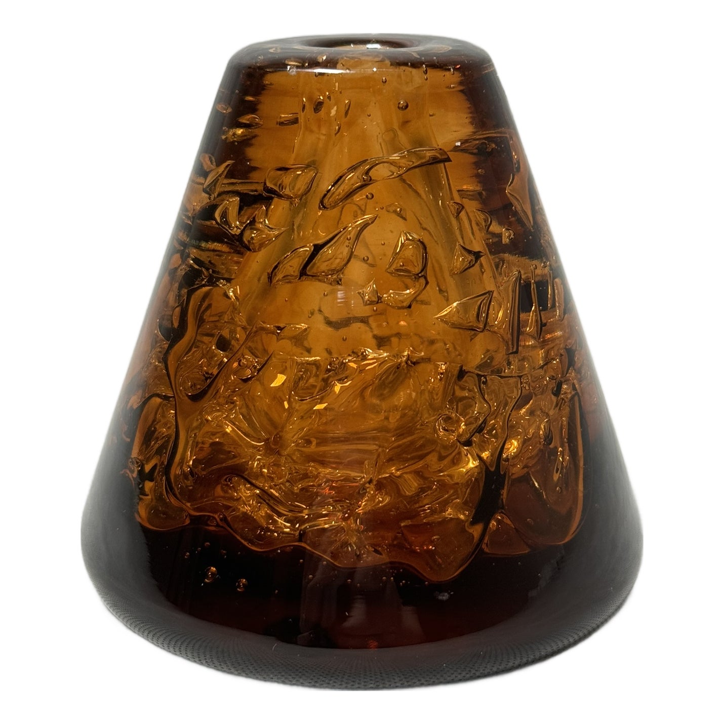 Amber Whirlpool Cone Vase by František Vízner for Skrdlovice, 1968 ...