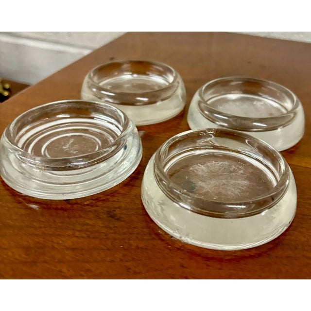 Vintage Glass Furniture Leg Coasters | Chairish