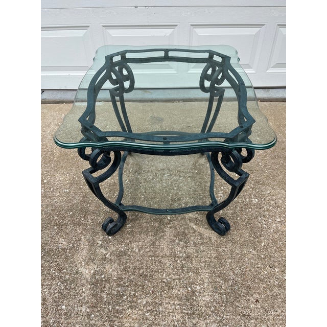 Contemporary Scalloped Glass and Wrought Iron Side Tables- a Pair ...