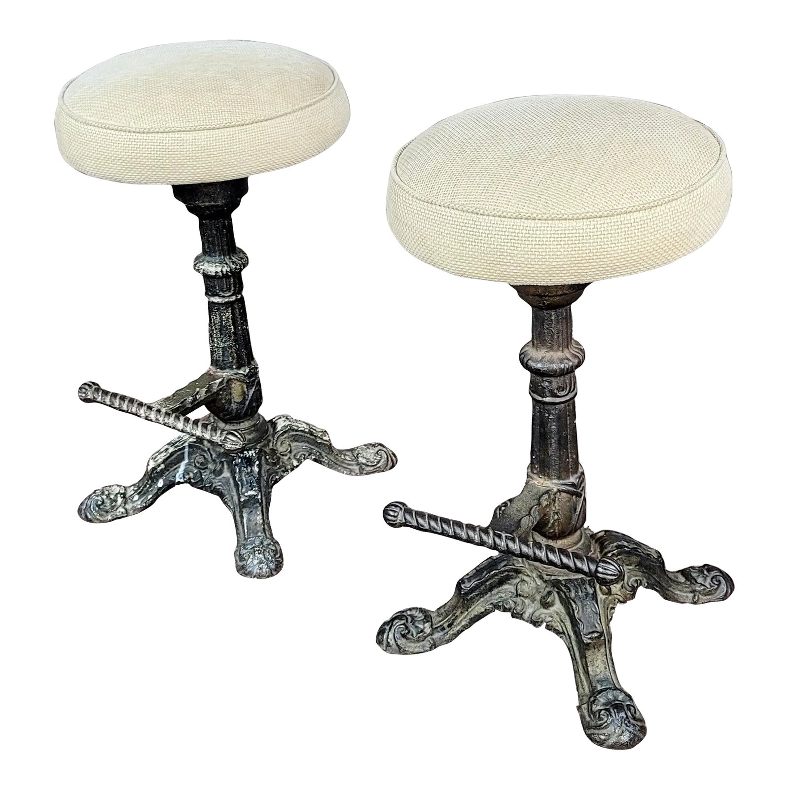 Antique 1920s Cast Iron Bar Stool - a Pair | Chairish