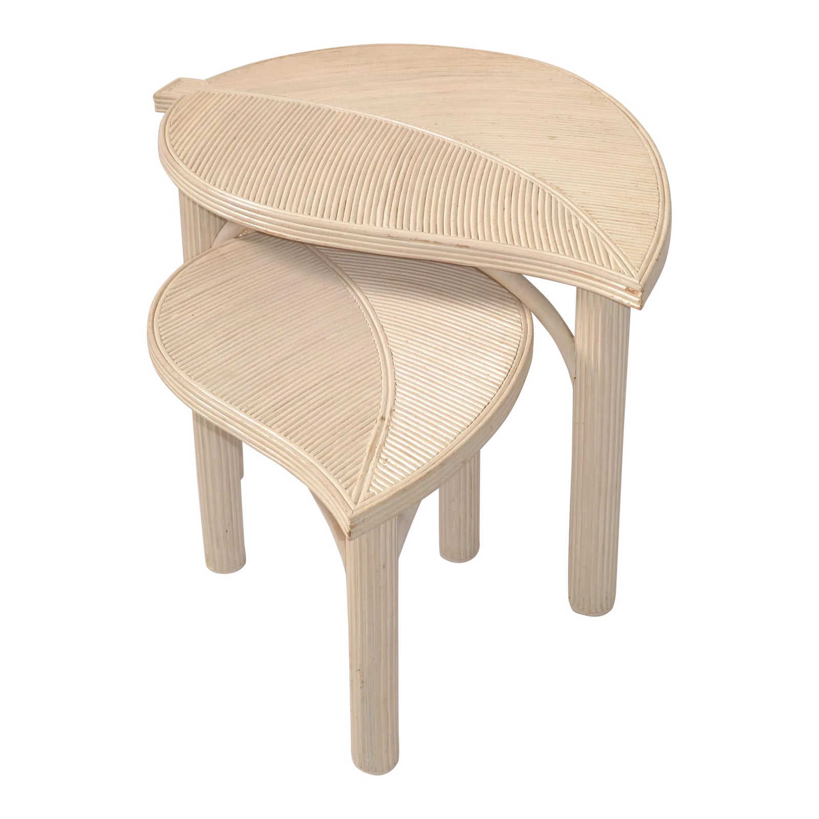 1990s Hollywood Regency Two Decorative Leaf Shaped Bamboo and Pencil ...