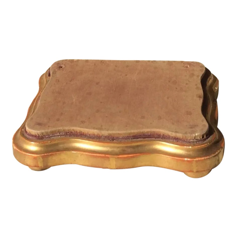 Antique Giltwood & Silk Stand | Chairish