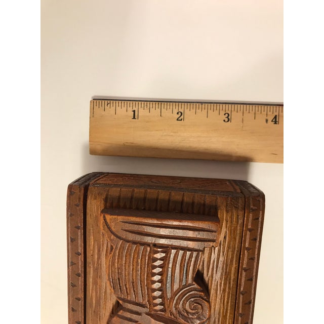 New Zealand Mid-Century Maori Wooden Tiki Box Waka Huia Hand Carved Art ...