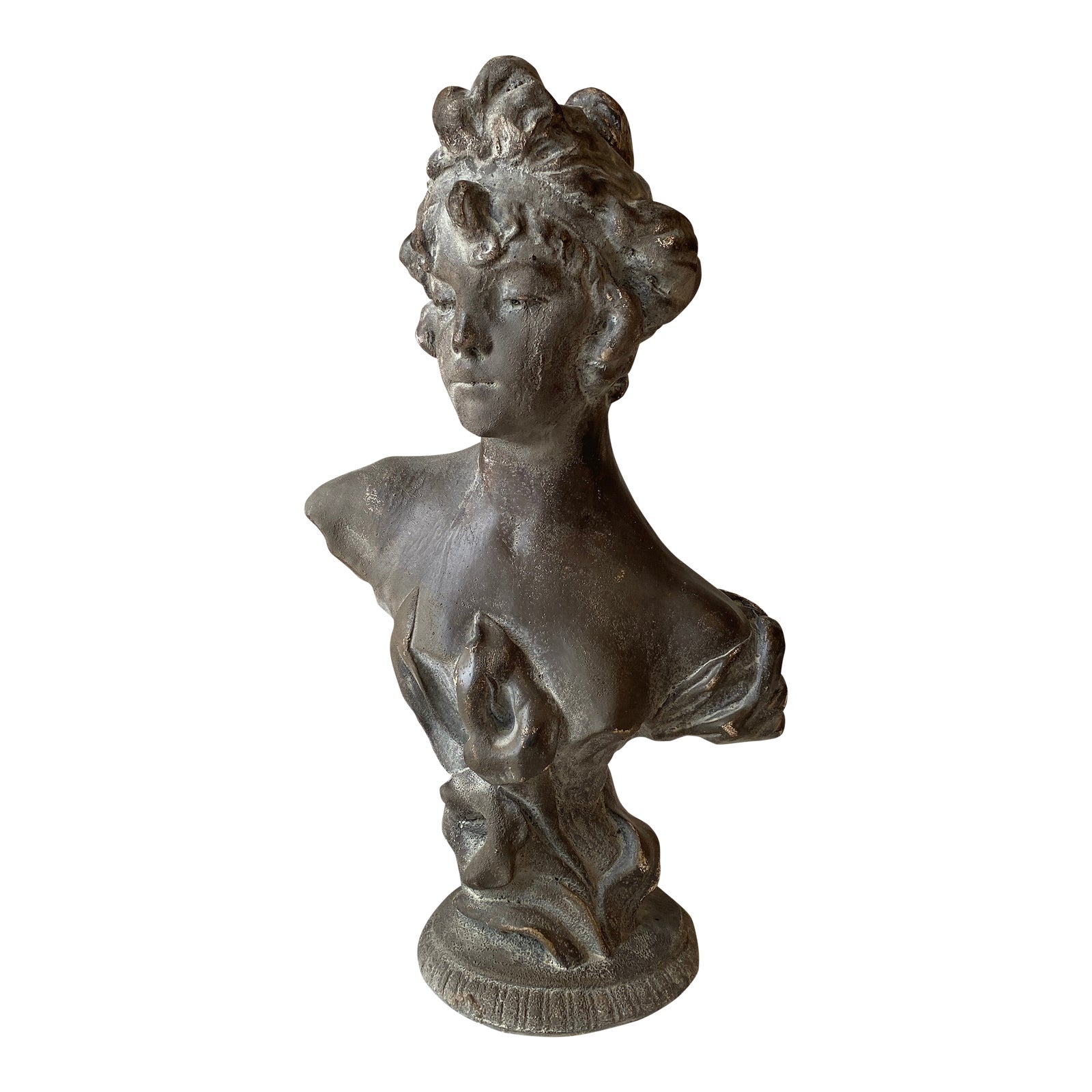 Mid 20th Century Finished Ceramic Female Bust in Art Nouveau Style ...