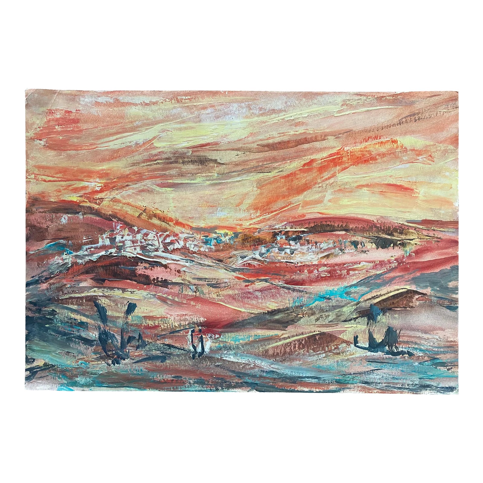 Zvi Adler, Hungarian Israeli Large Landscape Painting of Judean Hills ...