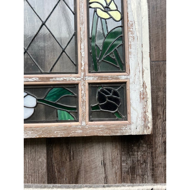 Flower Motif Stained Glass Window | Chairish