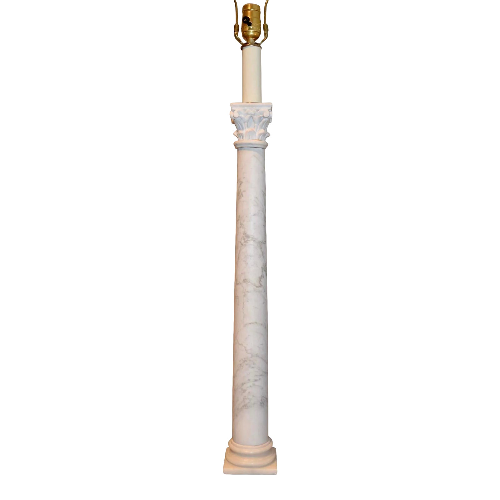 Italian Neoclassical White Marble Column Lamp | Chairish