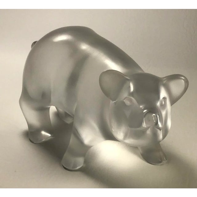 2000’s Lalique Paris Frosted Crystal Pig | Chairish