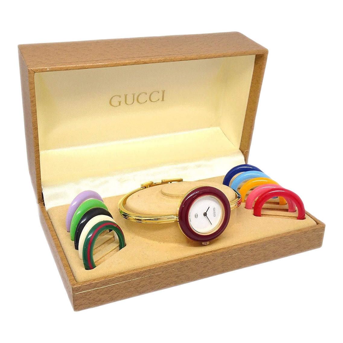 Gucci 1100-L Change Bezel Chameleon Watch Gold 29825 | Chairish