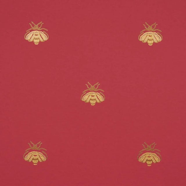 Schumacher Hubert's Bees Wallpaper In Rouge & Gold | Chairish