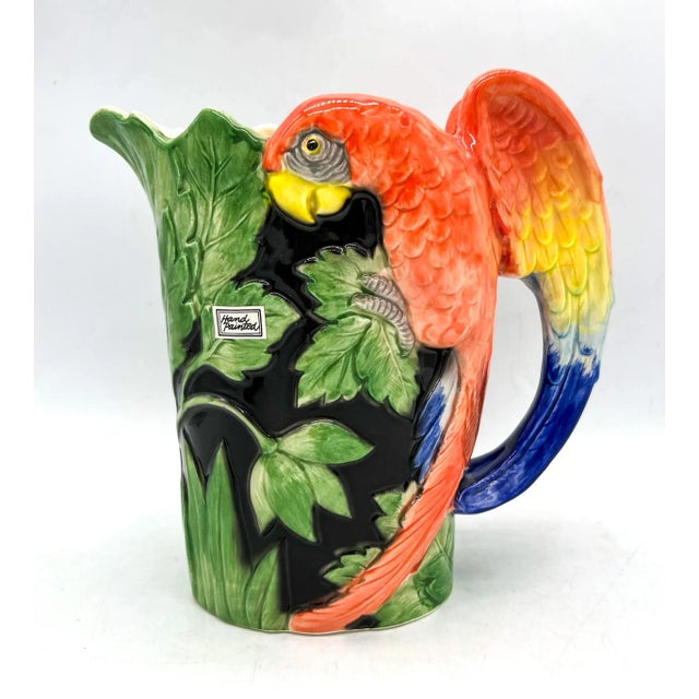 1980's Tropical Animalia Fitz and Floyd Parrot Bird Ceramic Pitcher ...