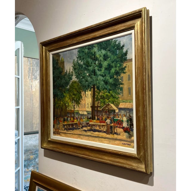 Circa 1950 European Market Scene Expressionist Framed Oil Painting on ...