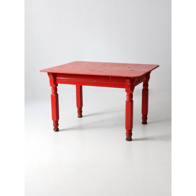 Antique Painted Red Table | Chairish