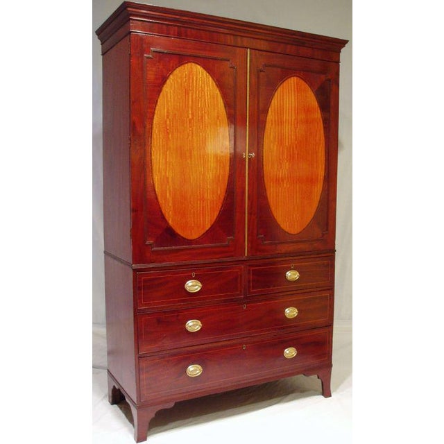 Regency Hepplewhite Linen Press with Pull-Out Shelves and Drawers ...