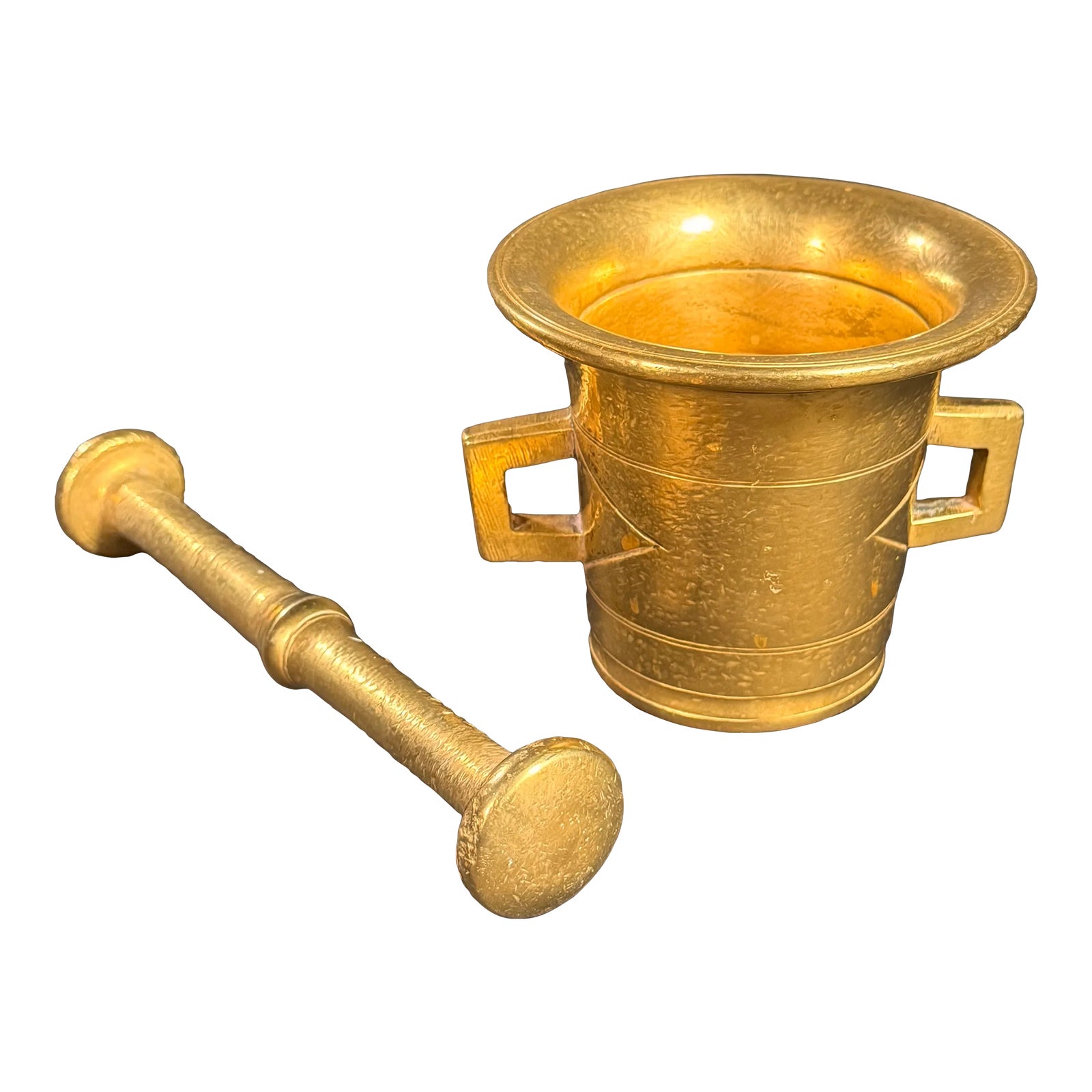 19th Century Apothecary Gilt Mortar and Pestle | Chairish
