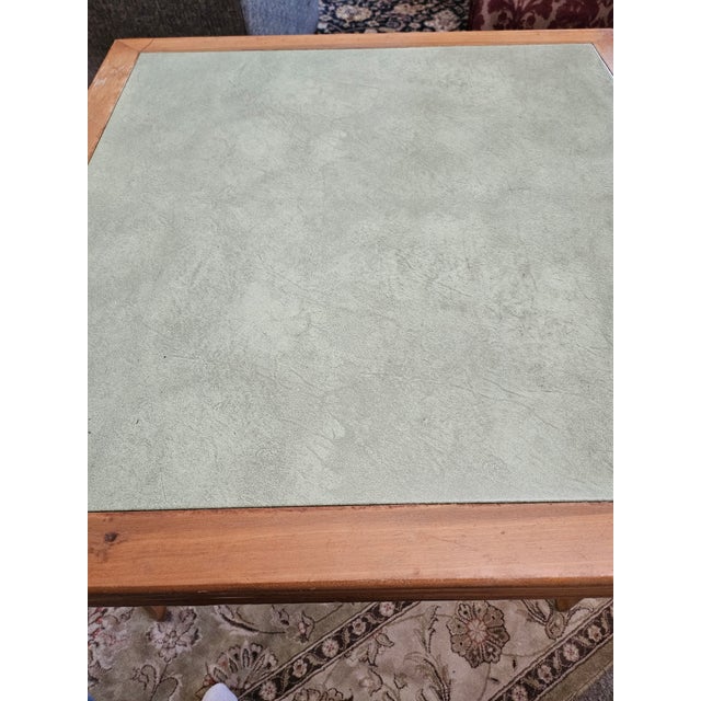 Mid 20th Century Art Deco Style Leatherette Folding Card Table | Chairish