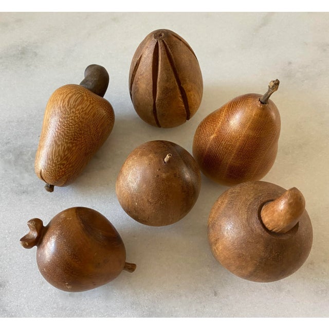 Vintage Carved Wood Fruit Collection - 6 Pieces | Chairish