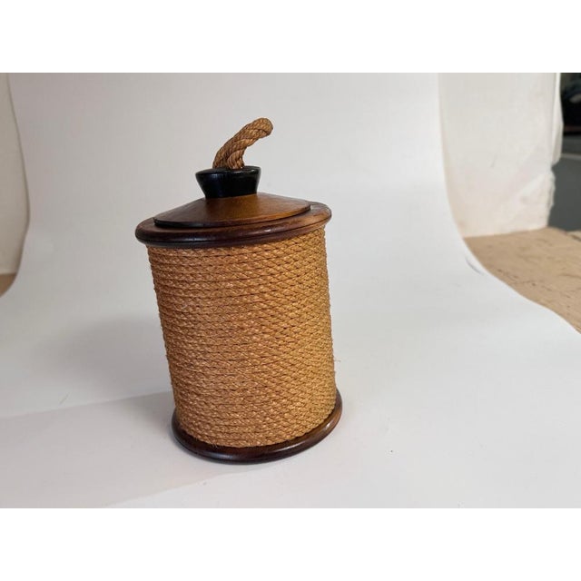 Rounded Wood and Rope Box, France, 1960s | Chairish