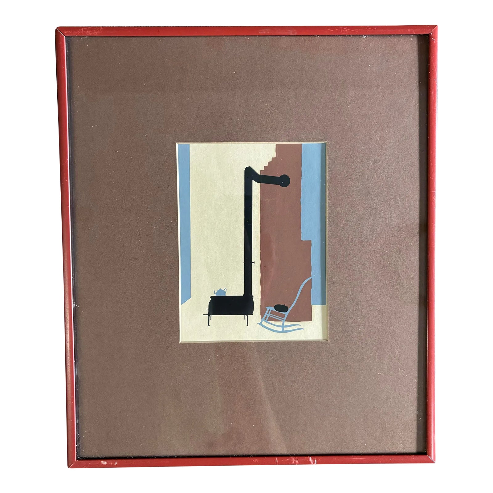 Vintage Silkscreen by Jan Roy Framed With Matte Under Glass | Chairish