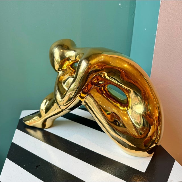 Vintage Jaru Gold Plated Ceramic Sitting Figure | Chairish