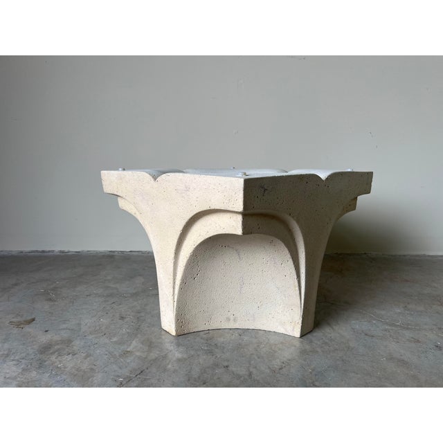 80' S Postmodern Sculptural Plaster Coffee Table W/ Glass Top | Chairish