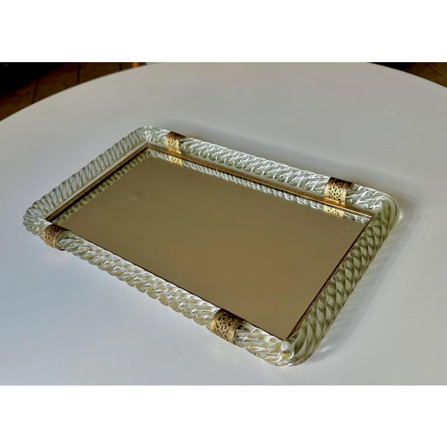 Murano Twisted Rope Glass Vanity Tray | Chairish