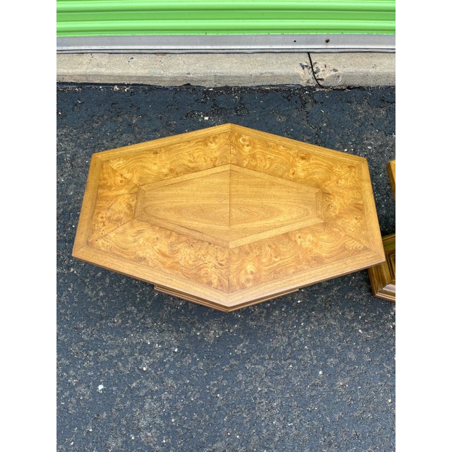 Weiman Mid Century Heirloom Capri Burl Neo-Classical Side Tables | Chairish