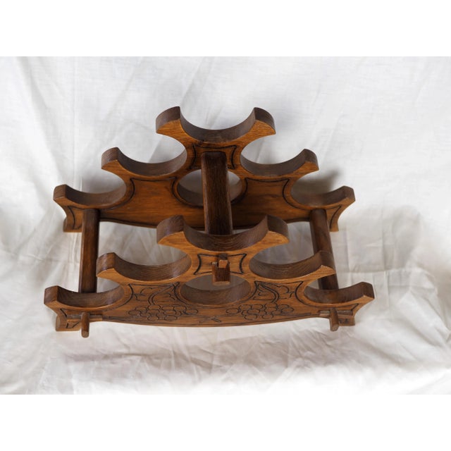 Midcentury French Wood Carved and Grape Engraved Bottle Holder | Chairish