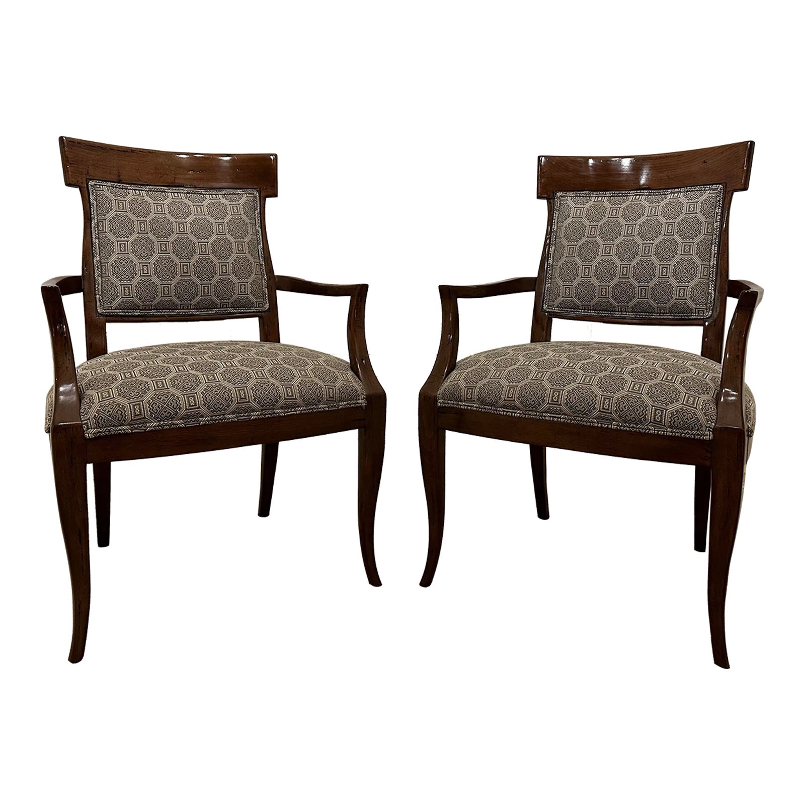 Pair of Upholstered Guy Chaddock & Co. Hand Distressed Solid Wood ...