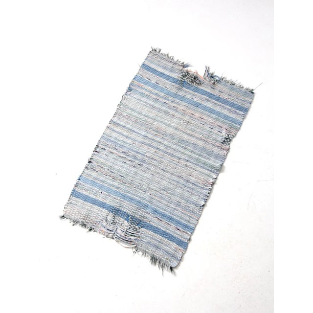 Early 20th Century Vintage Blue Farmhouse Rag Rug | Chairish